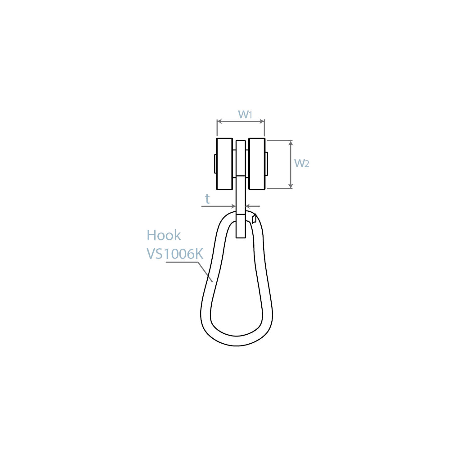 Suspension Trolley (2 Wheel) with hook - VASEL Electromechanic